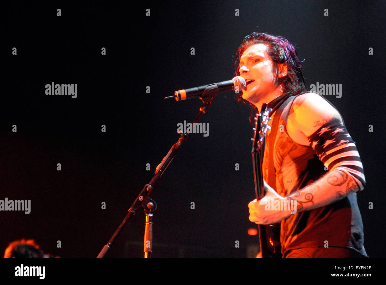 Steve Isaacs of The Panic Channel performing live at Long Beach Arena ...