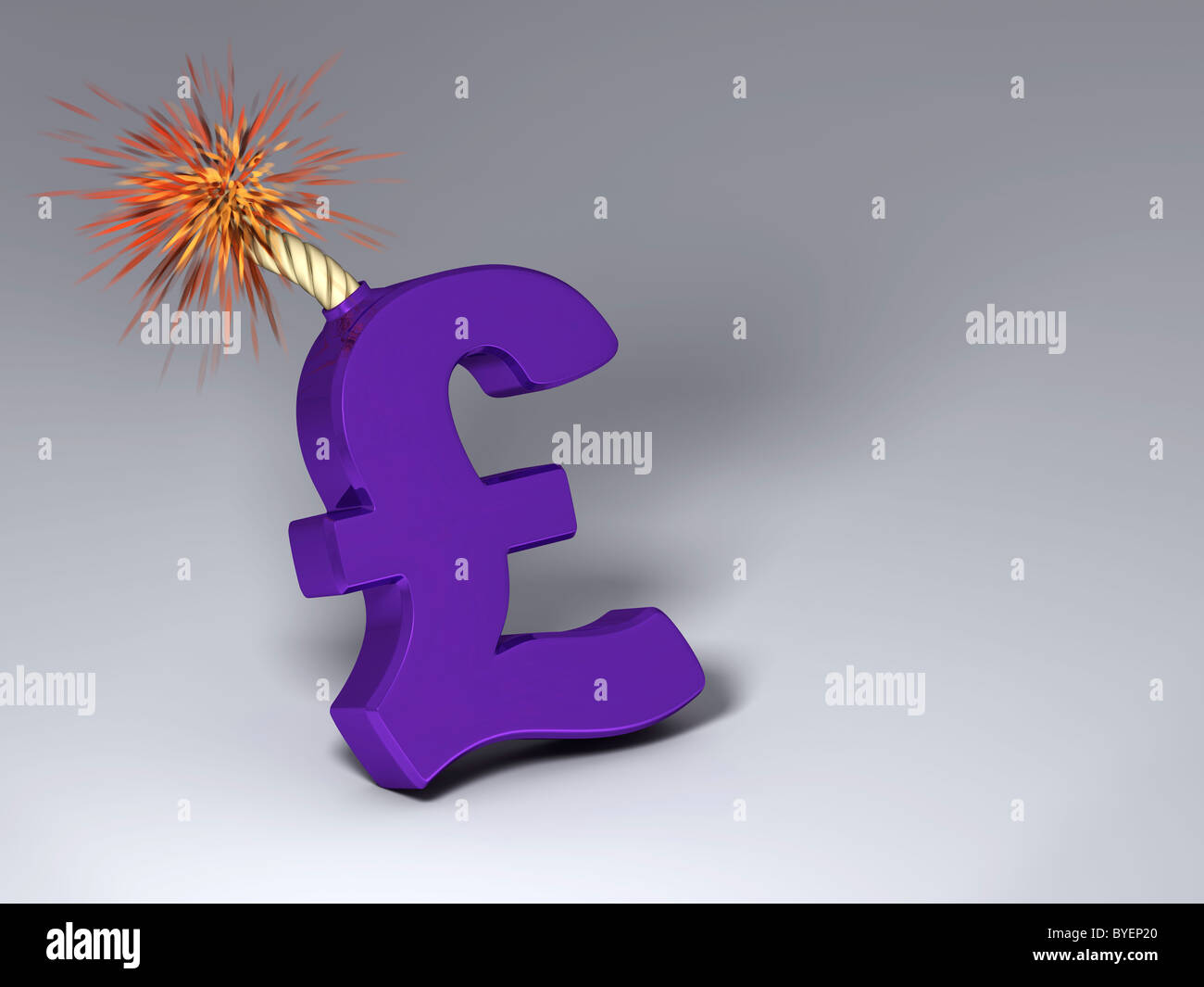 A big purple Pound symbol that'll explode Stock Photo - Alamy