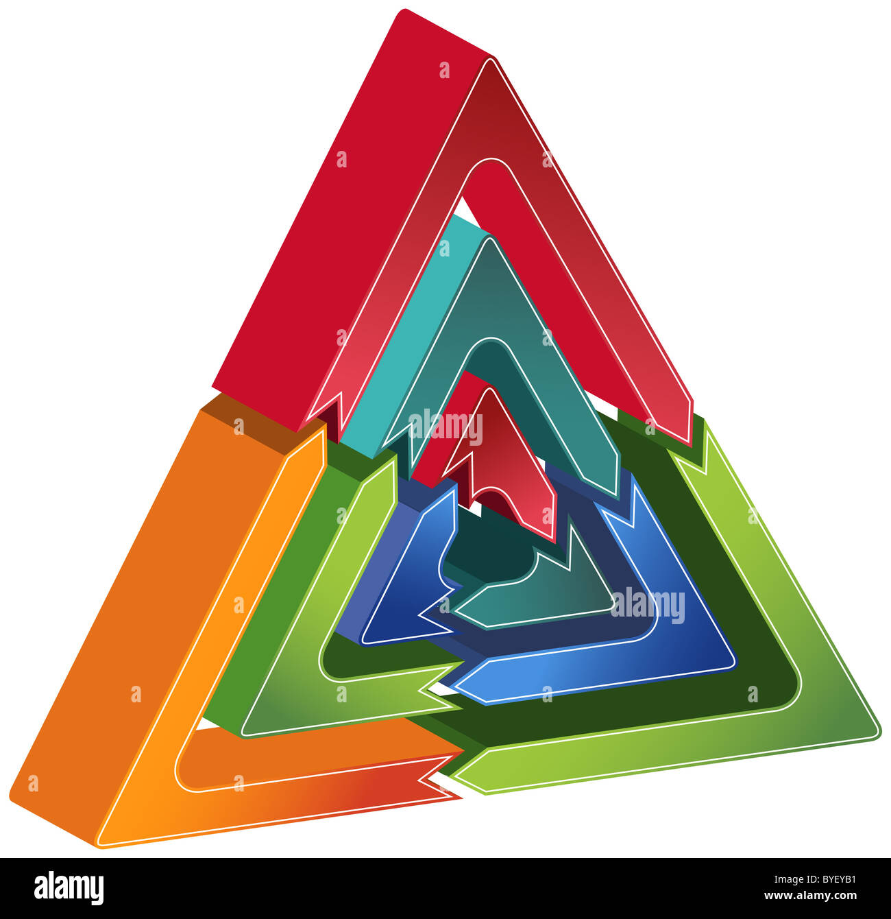 3D triangular business diagram with roating arrows Stock Photo - Alamy