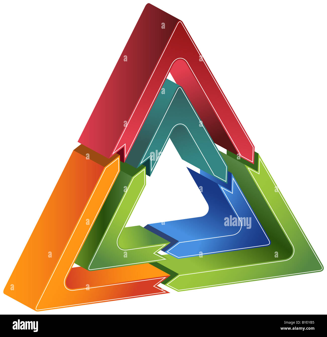 3D triangular business diagram with roating arrows Stock Photo - Alamy