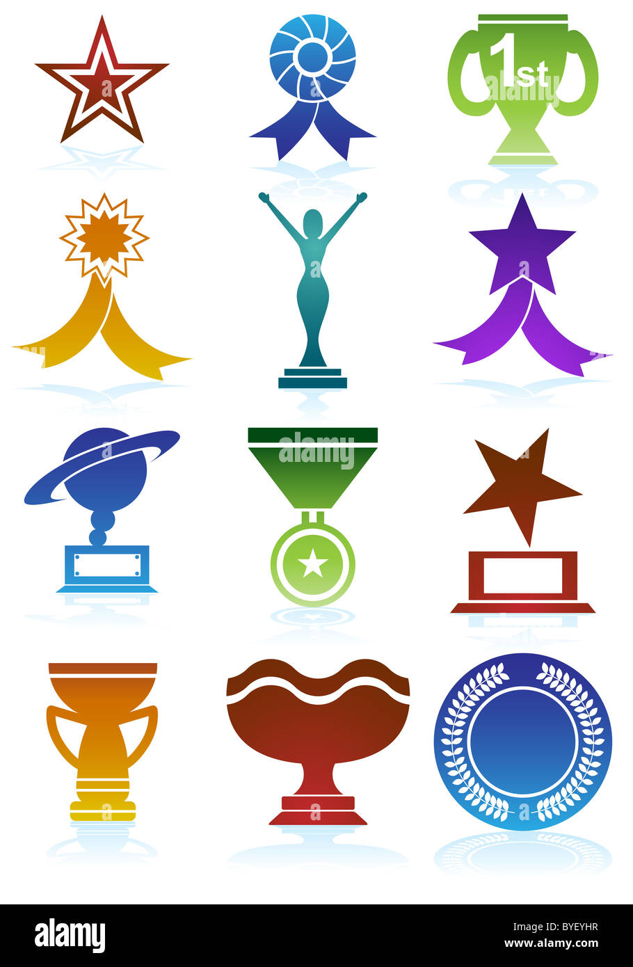Set of 12 trophy icons Stock Photo - Alamy
