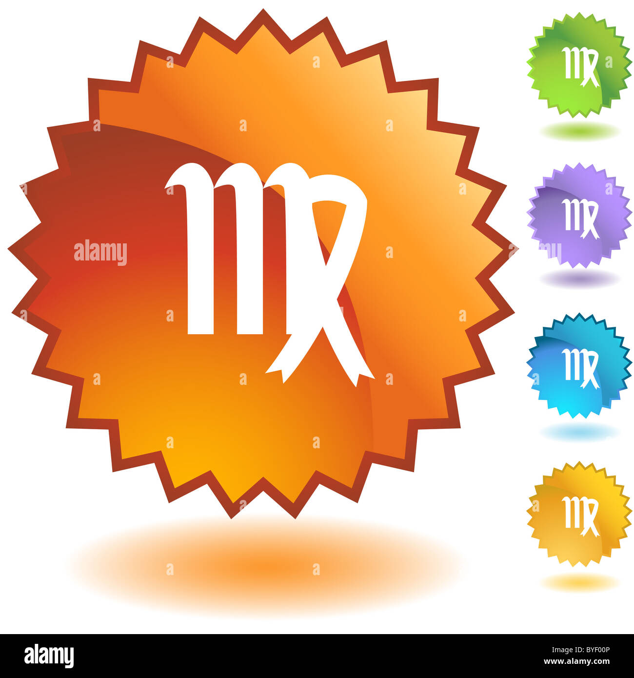 Set of zodiac label icons - Virgo Stock Photo - Alamy