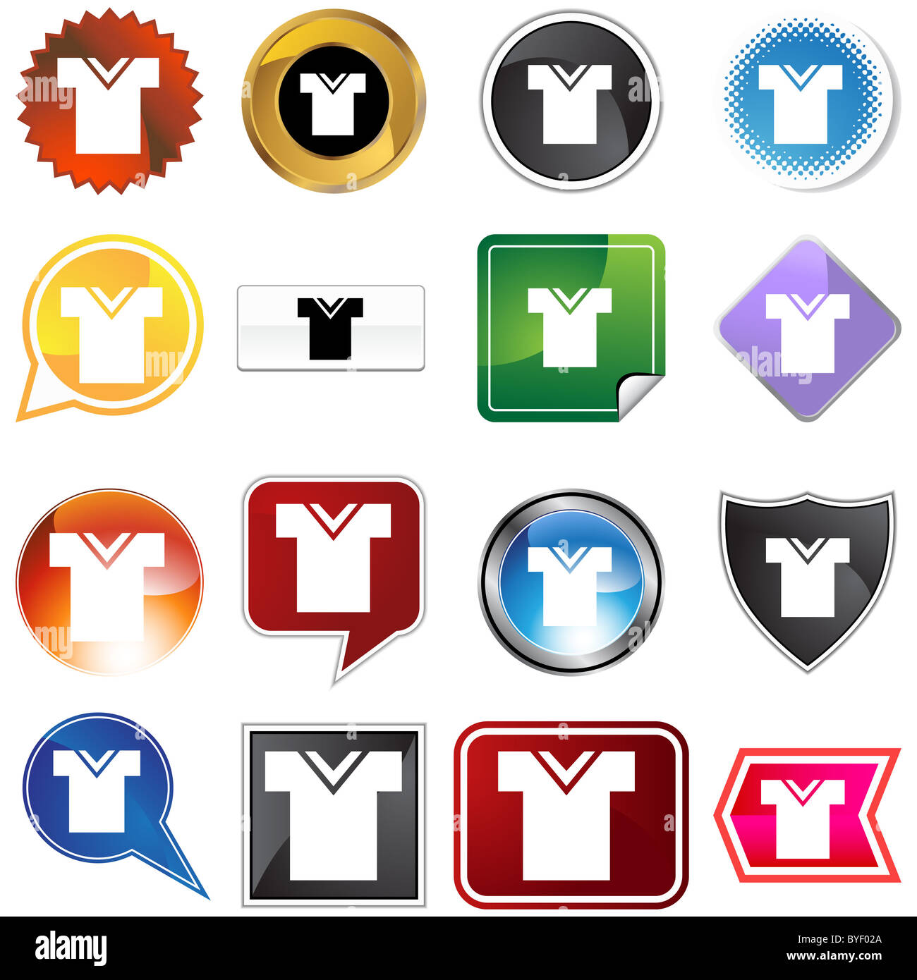 Vee neck shirt variety set isolated on a white background Stock Photo ...