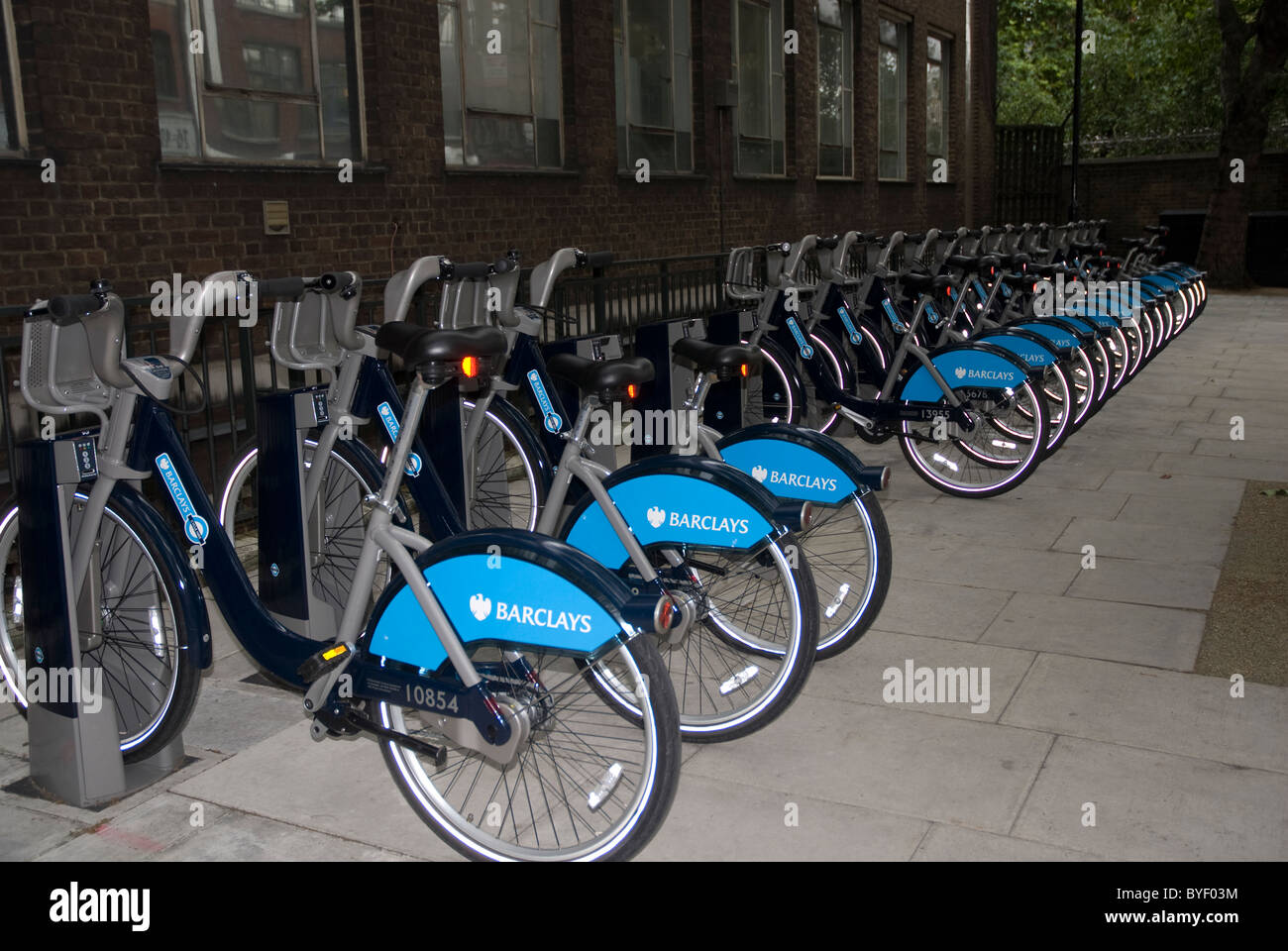 Boris bikes on the Clerkenwell Road London EC1 Stock Photo - Alamy