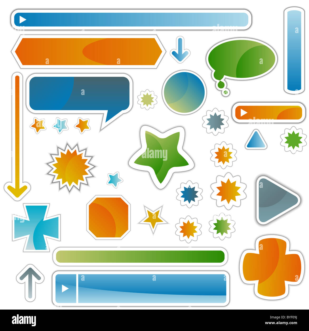 Set of multiple web labels and icons Stock Photo - Alamy