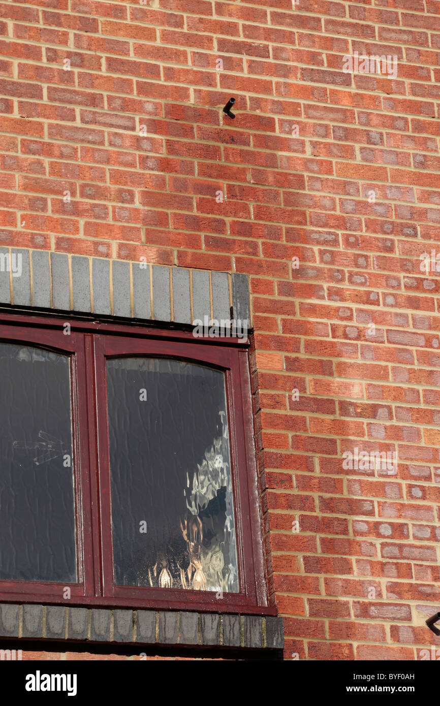The wet wall produced by an overflowing water cistern on brickwork ...