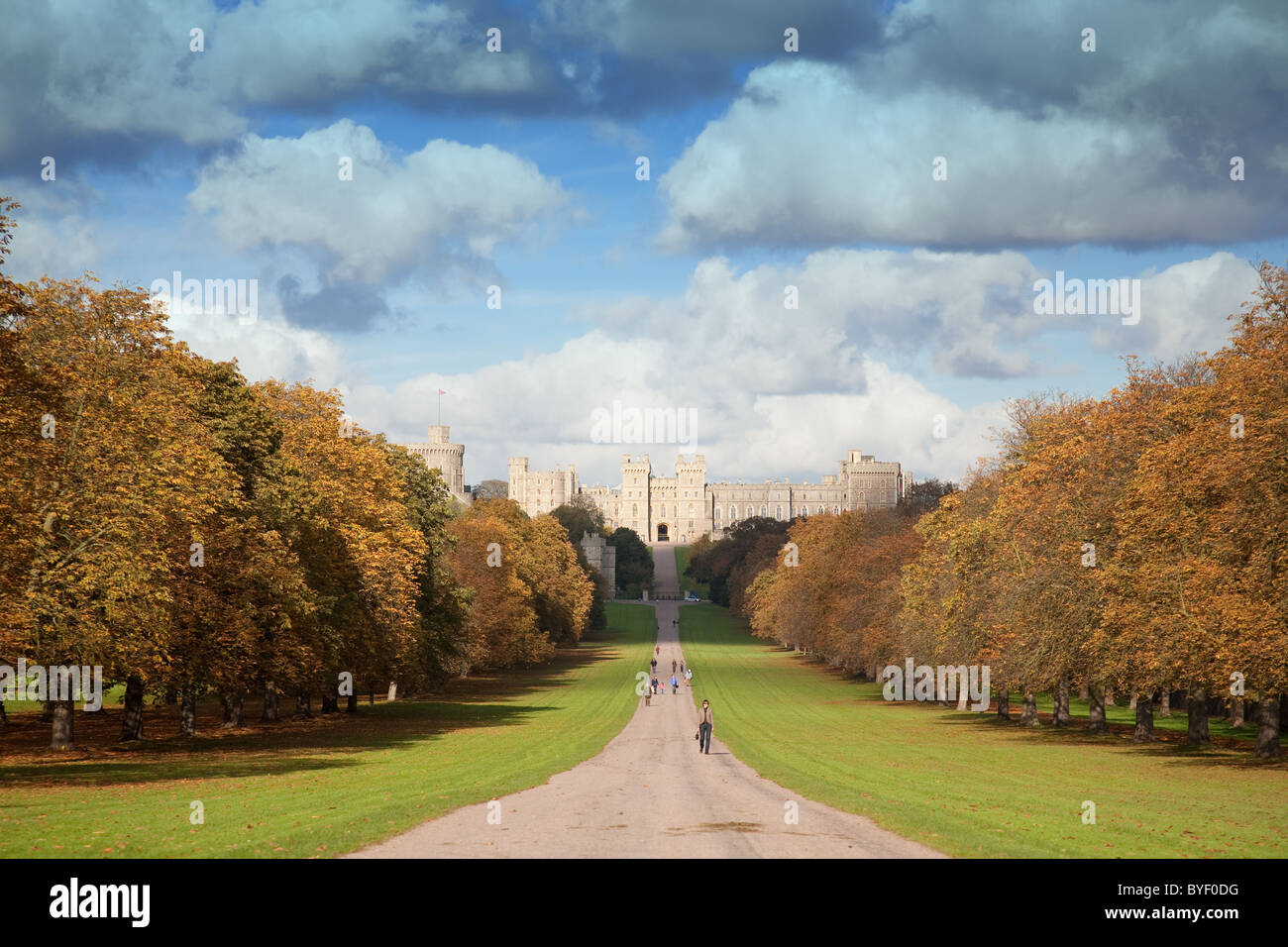 View of Windsor Castle from The Long Walk in autumn, Windsor, Berkshire ...