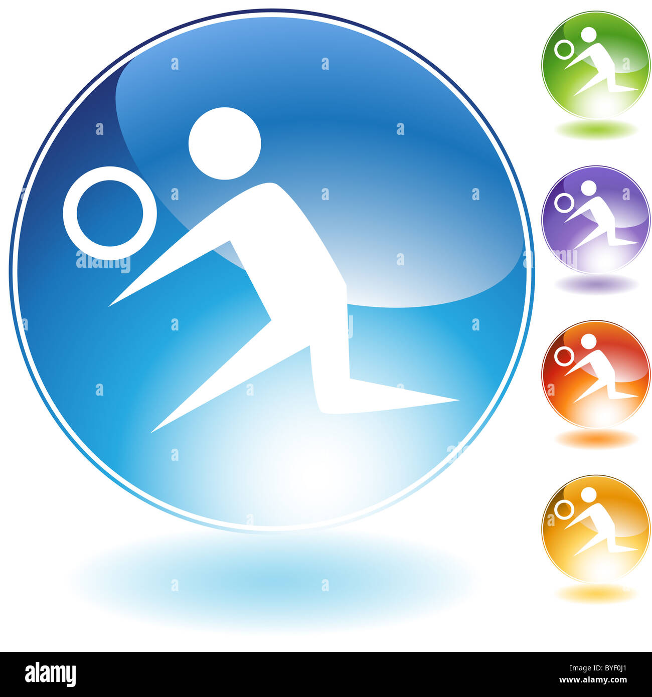 Set of 5 volleyball icons - round style Stock Photo - Alamy