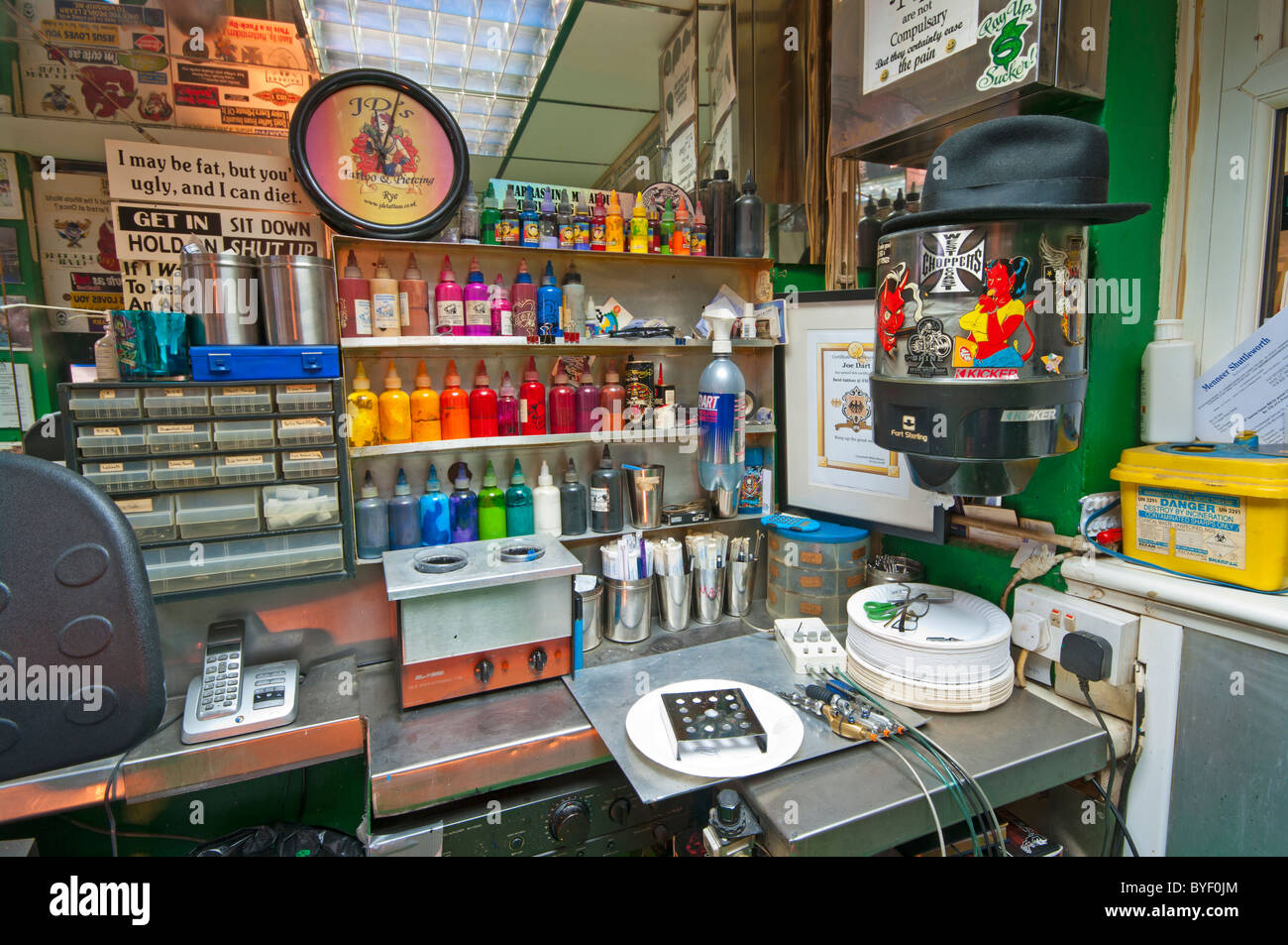 Tattoo Artists Workspace In A Tattoo Studio Stock Photo - Alamy