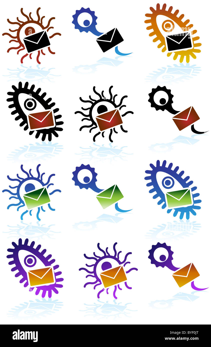 Set of 12 email virus icons Stock Photo - Alamy