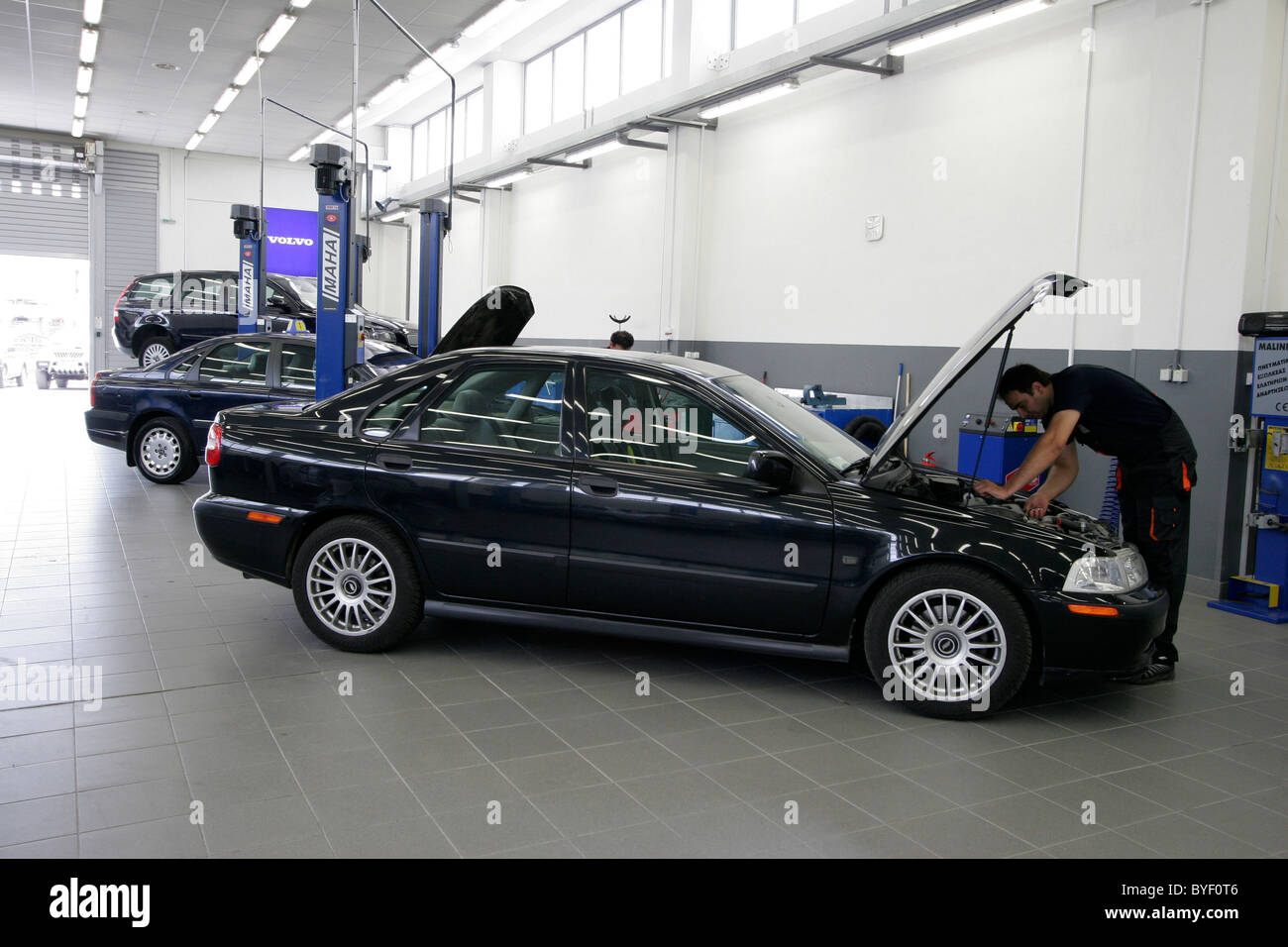 Volvo garage in Athens Greece Stock Photo - Alamy