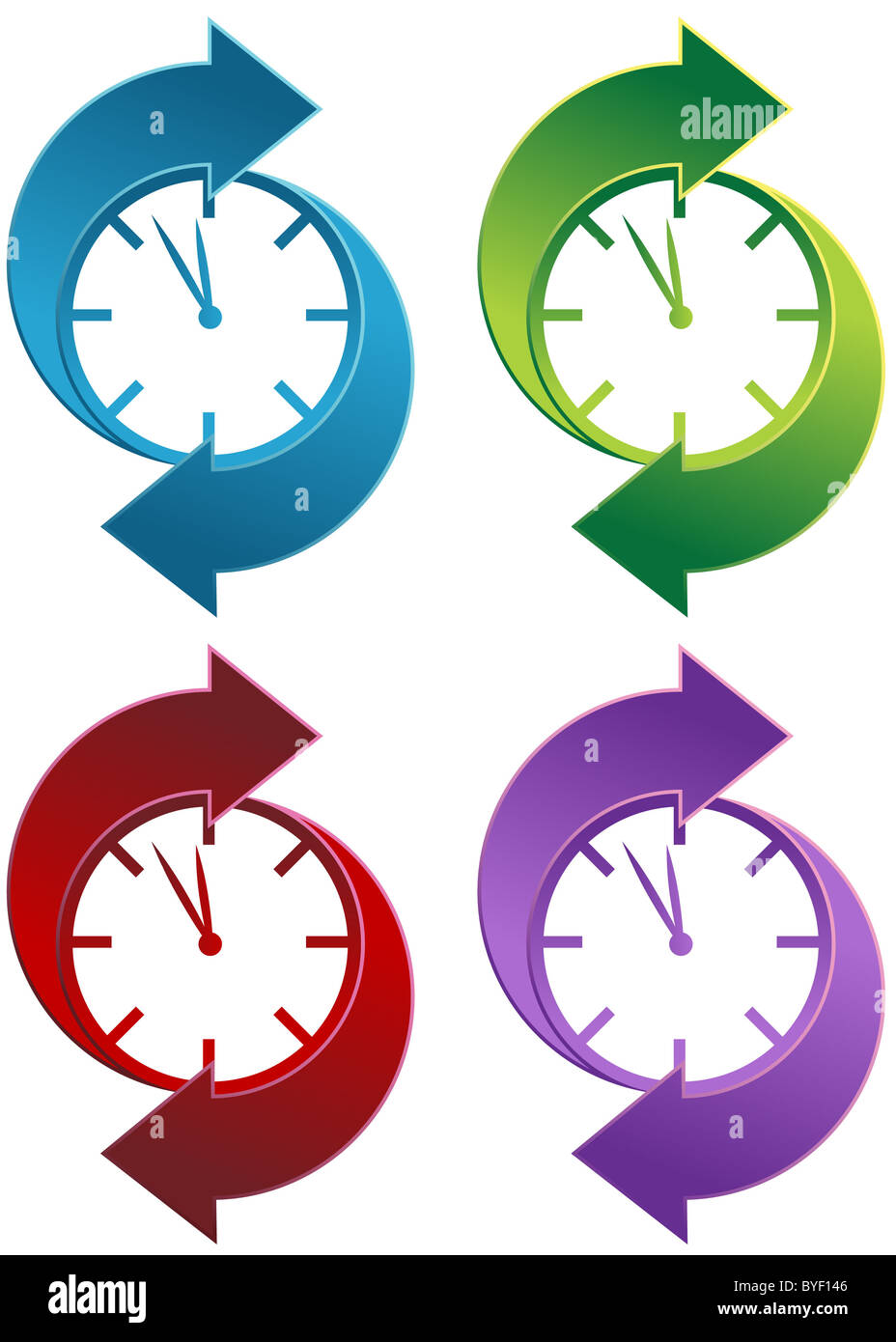 Spinning Clock icon set isolated on a white background Stock Photo - Alamy