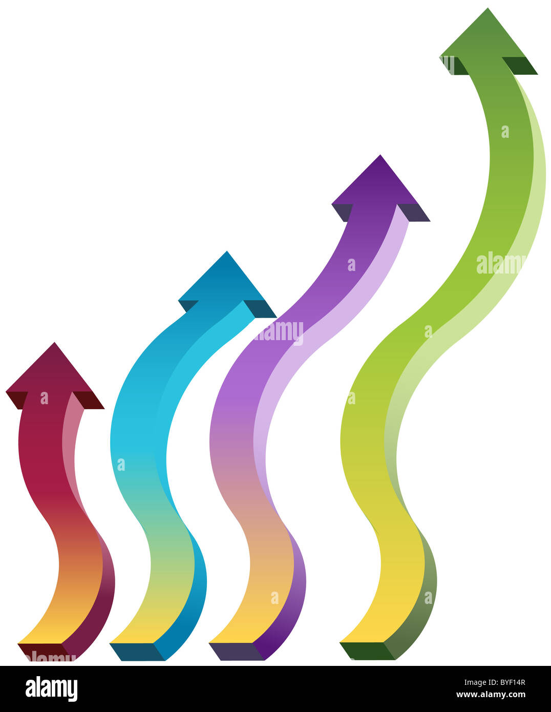 Upward moving arrows isolated on a white background Stock Photo - Alamy