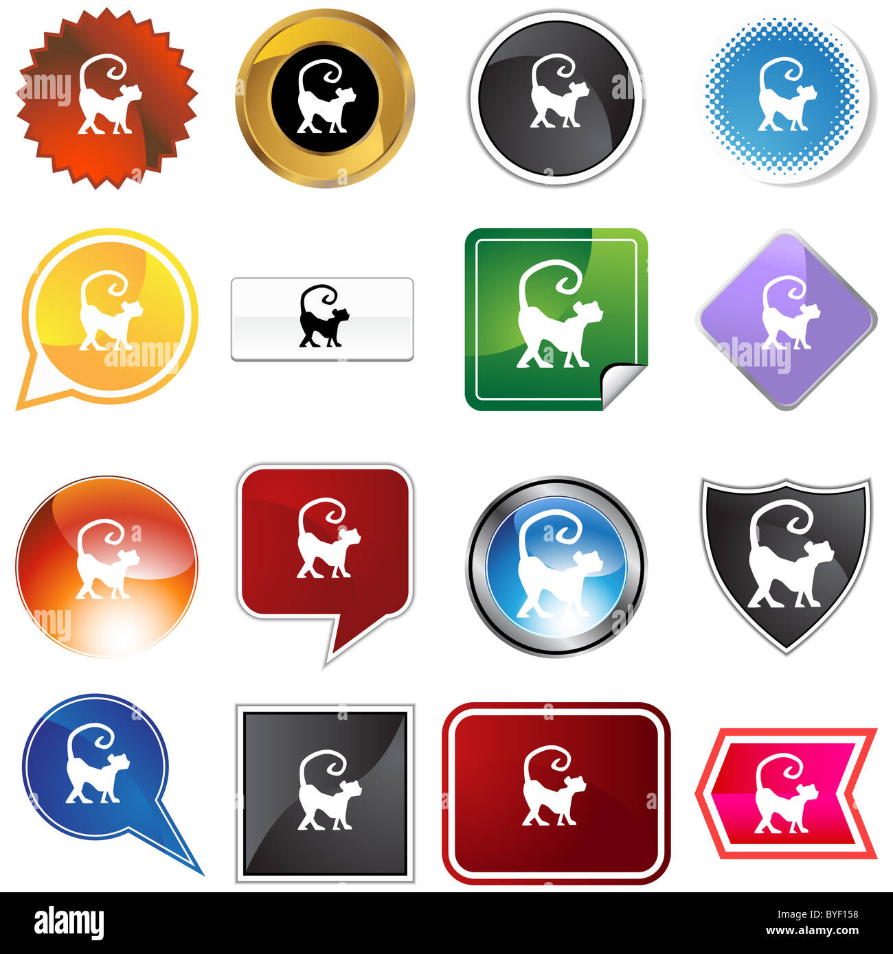 Monkey variety set isolated on a white background Stock Photo - Alamy