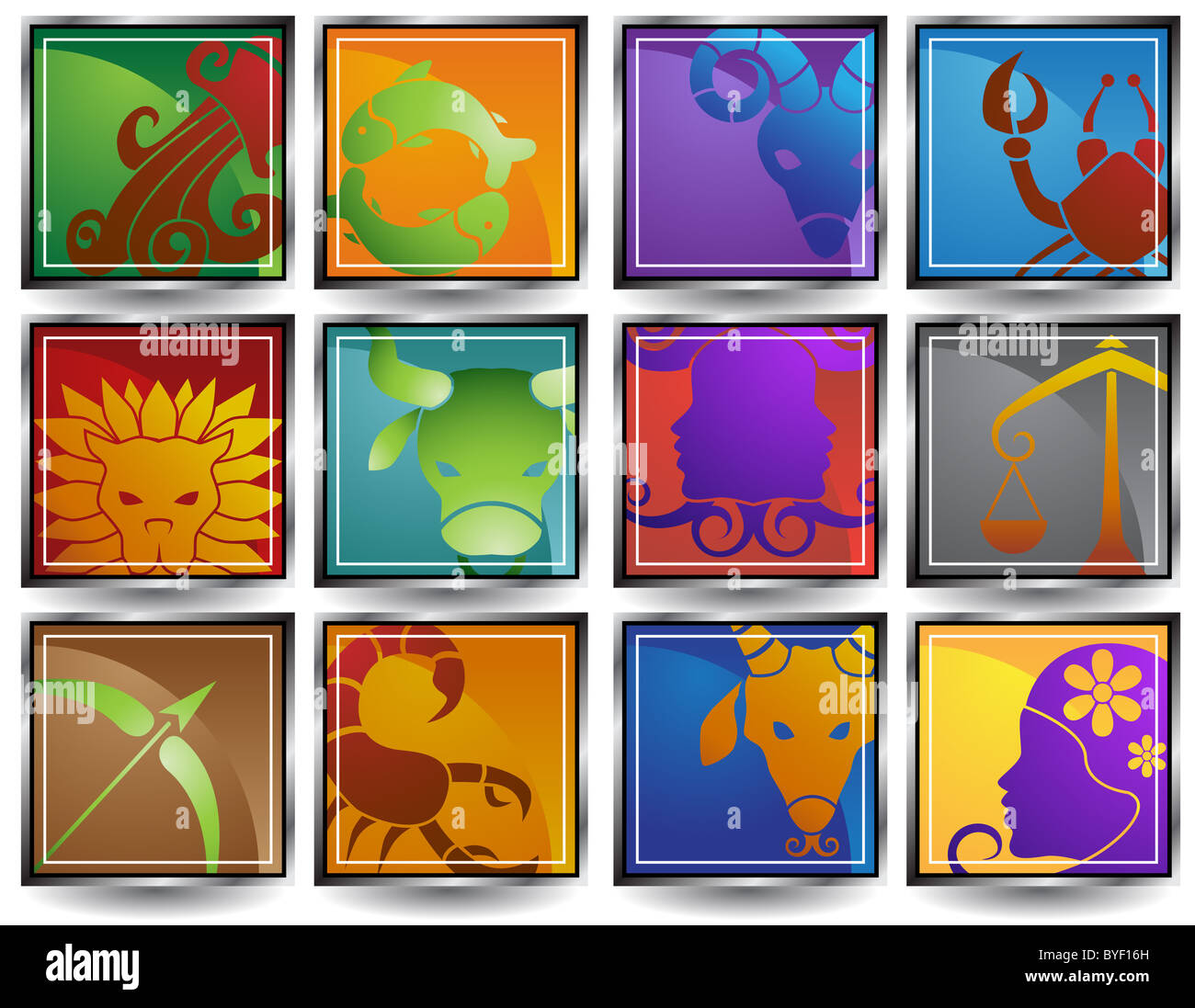 An image of the 12 zodiac symbols Stock Photo - Alamy