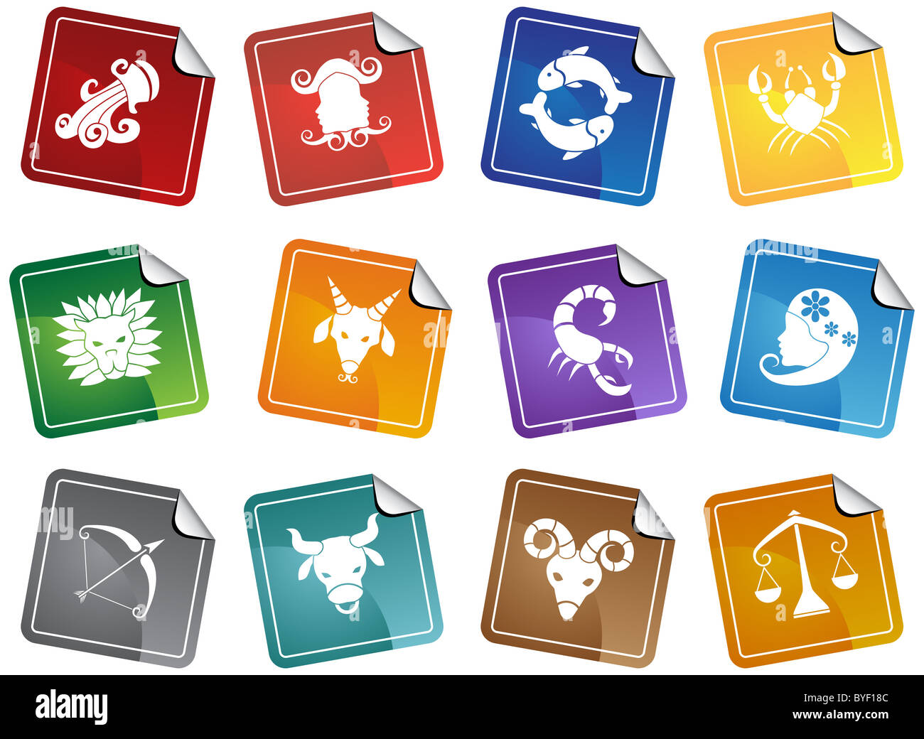 An image of the 12 zodiac symbols Stock Photo - Alamy