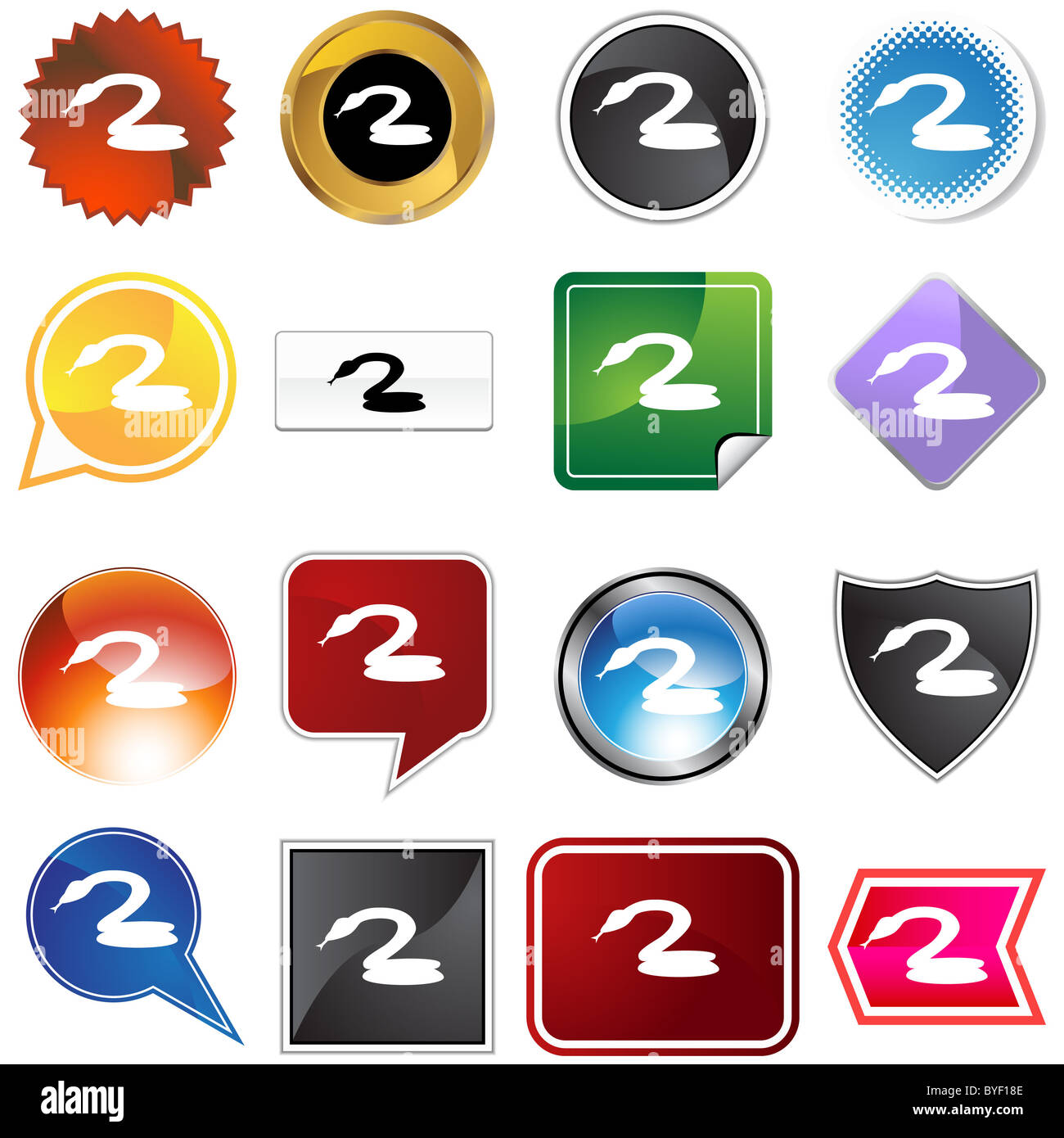 Snake variety set isolated on a white background Stock Photo - Alamy