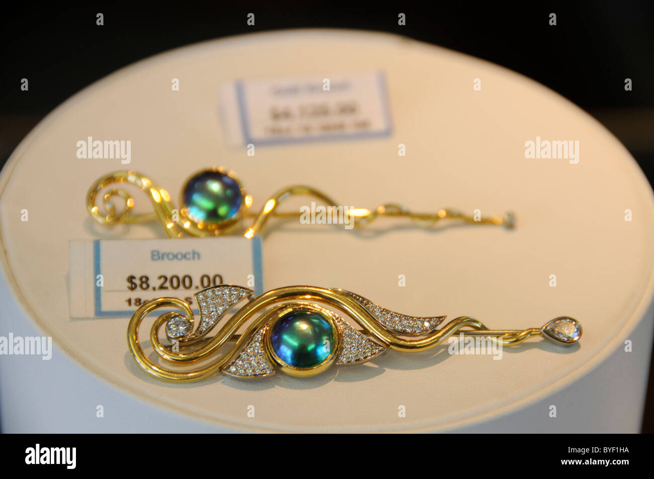 A cultured New Zealand Blue Pearl in its shell is on sale at the Blue ...