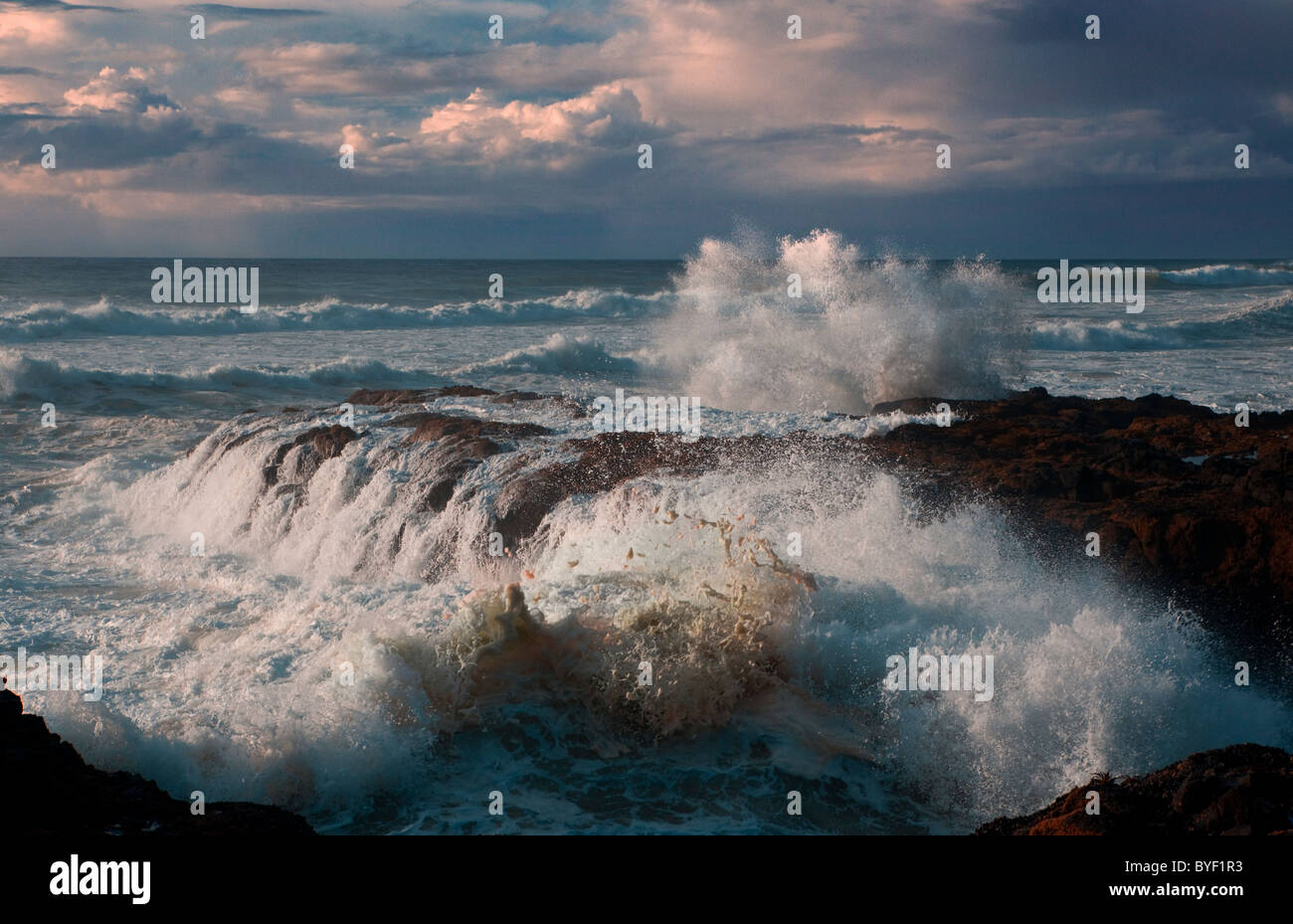 View of Beach, Surf and Rock Formations, Cooks Chasm, Oregon Coast ...