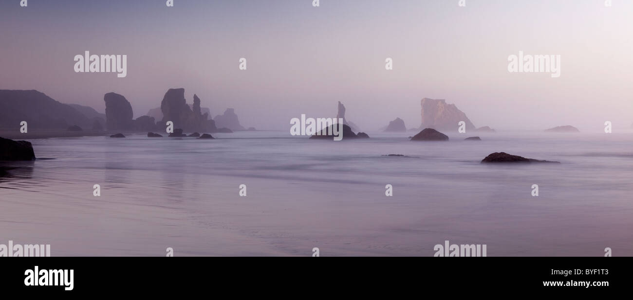 View of Beach, Surf and Rock Formations, Bandon Beach, Oregon Coast ...