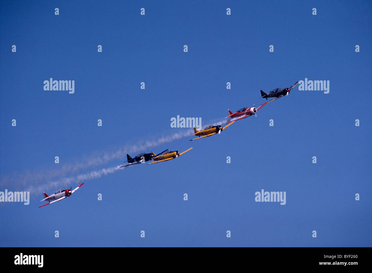 Harvard Mark IV Fighter Aircraft flying in Formation, Abbotsford ...