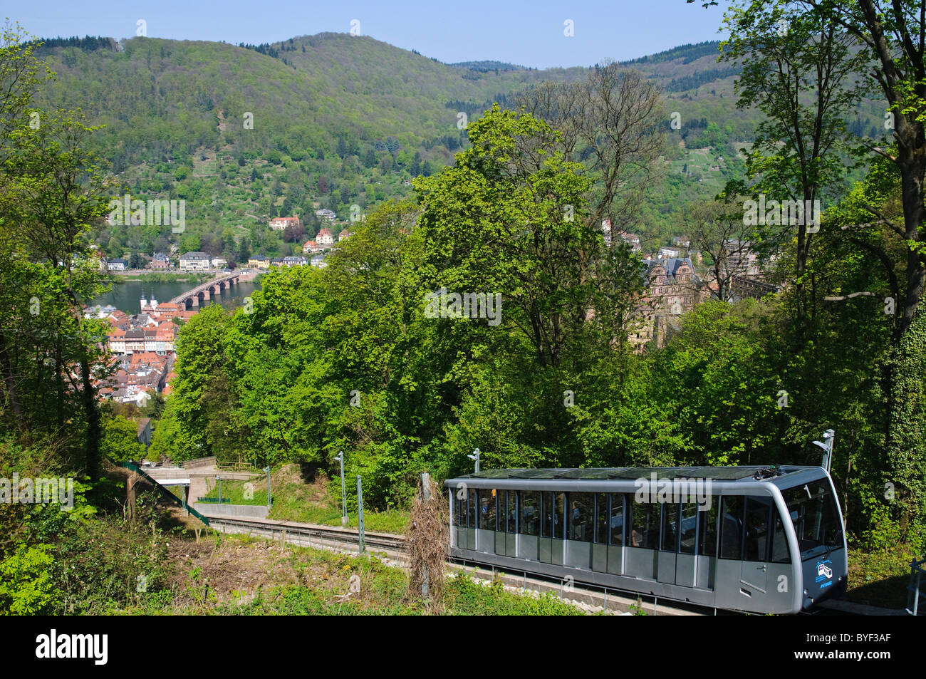 Heidelberg, modern funicular railway, Baden-Wurttemberg, Germany Stock ...