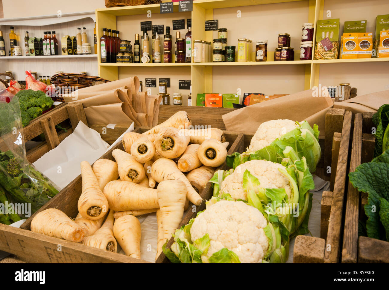 Fresh Farm Produce On Display In A Farm Shop Stock Photo - Alamy