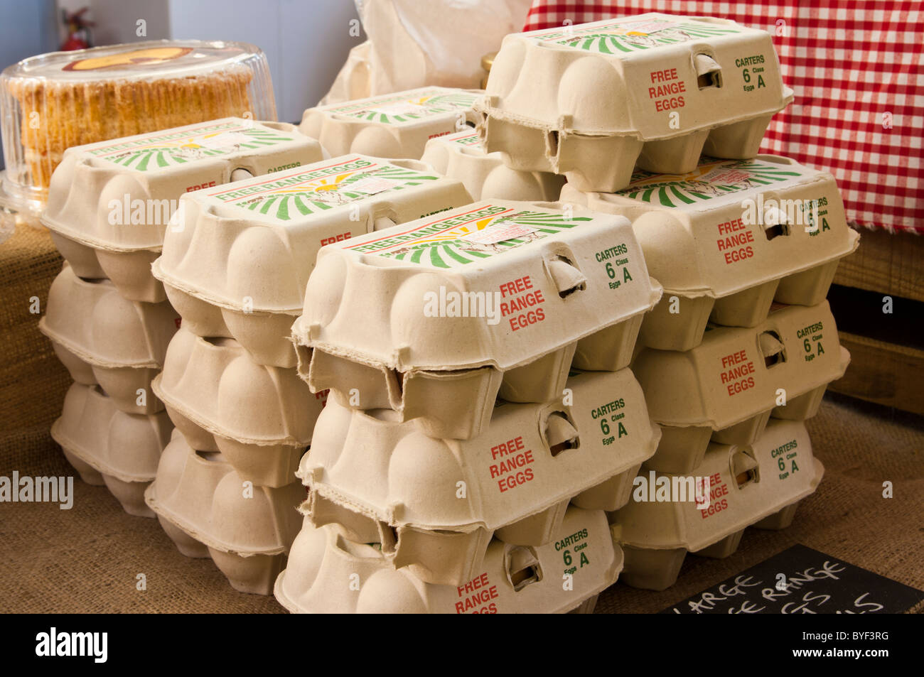 Stack Of Locally Produced Free Range Farm Egg Boxes Stock Photo - Alamy