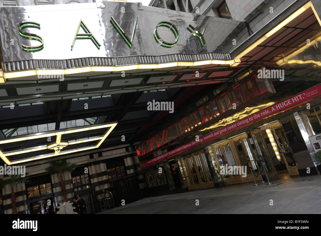 The Savoy Hotel in the Strand, viewed here is the main entrance in ...