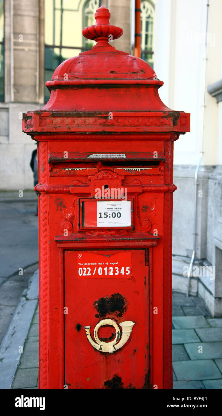 Historic, red, mailbox, Ghent, East-Flanders, Belgium, Europe Stock ...