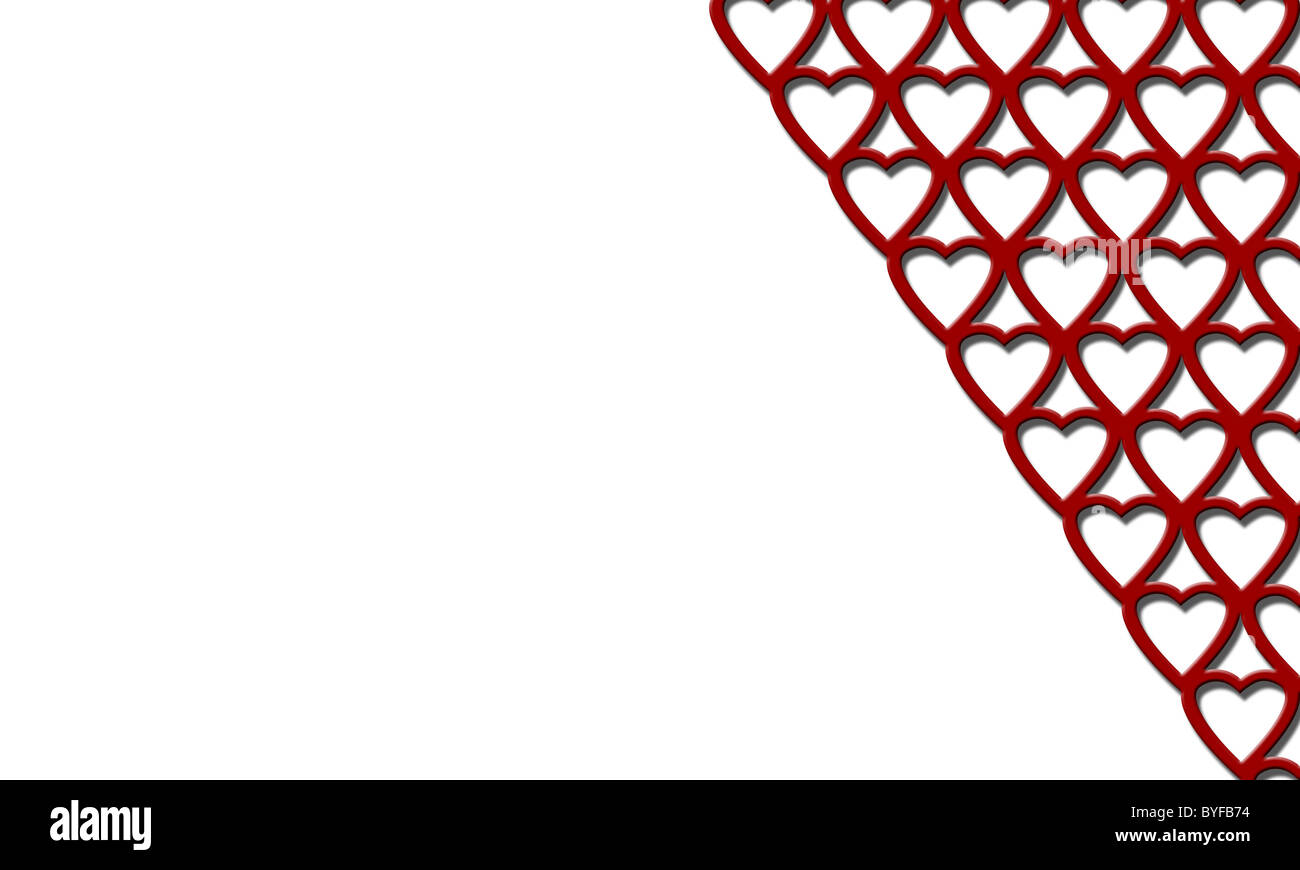 red love heart corner design on white background Stock Photo - Alamy