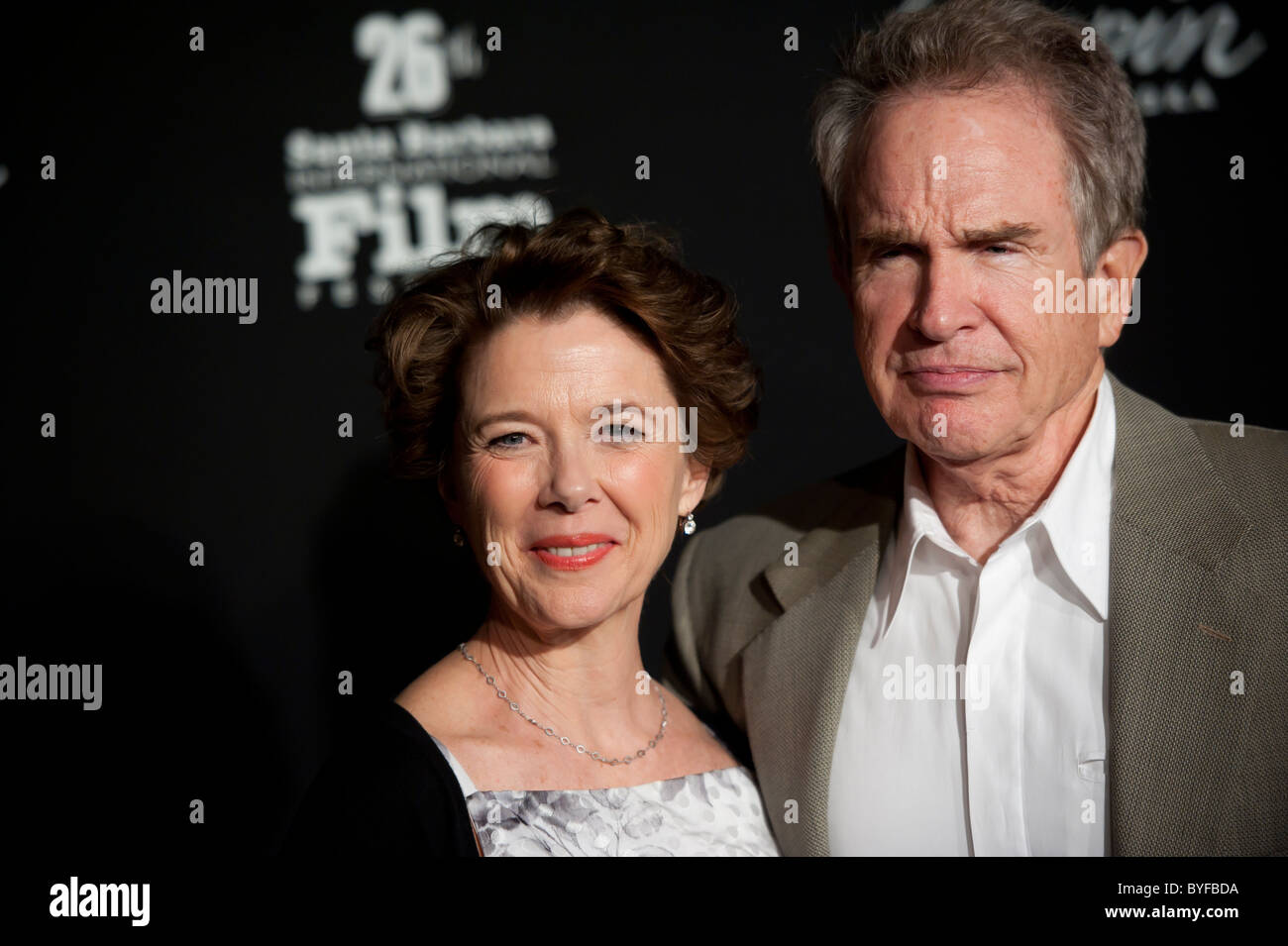 Oscar nominee, Annette Bening walks the red carpet with her husband ...