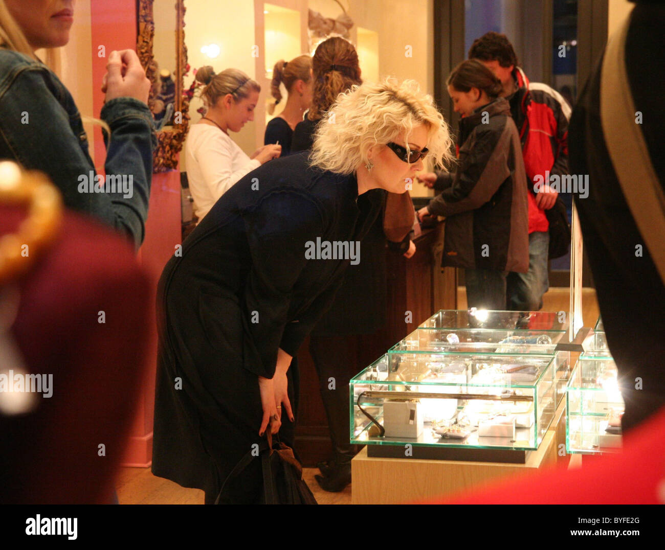 Kim Wilde shopping at fashion accessory store Ice Accessory Gallery at ...