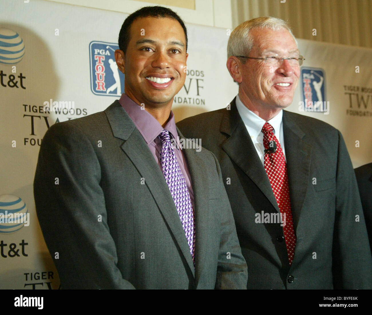 Tiger Woods along with AT&T chairman and CEO Edward Whitacre Jr. Press ...