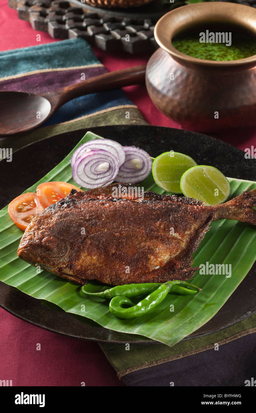 Pomfret recheado Spiced stuffed pomfret fish Goa Food Stock Photo - Alamy