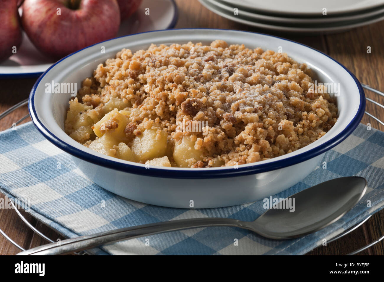 Apple crumble dessert Stock Photo - Alamy