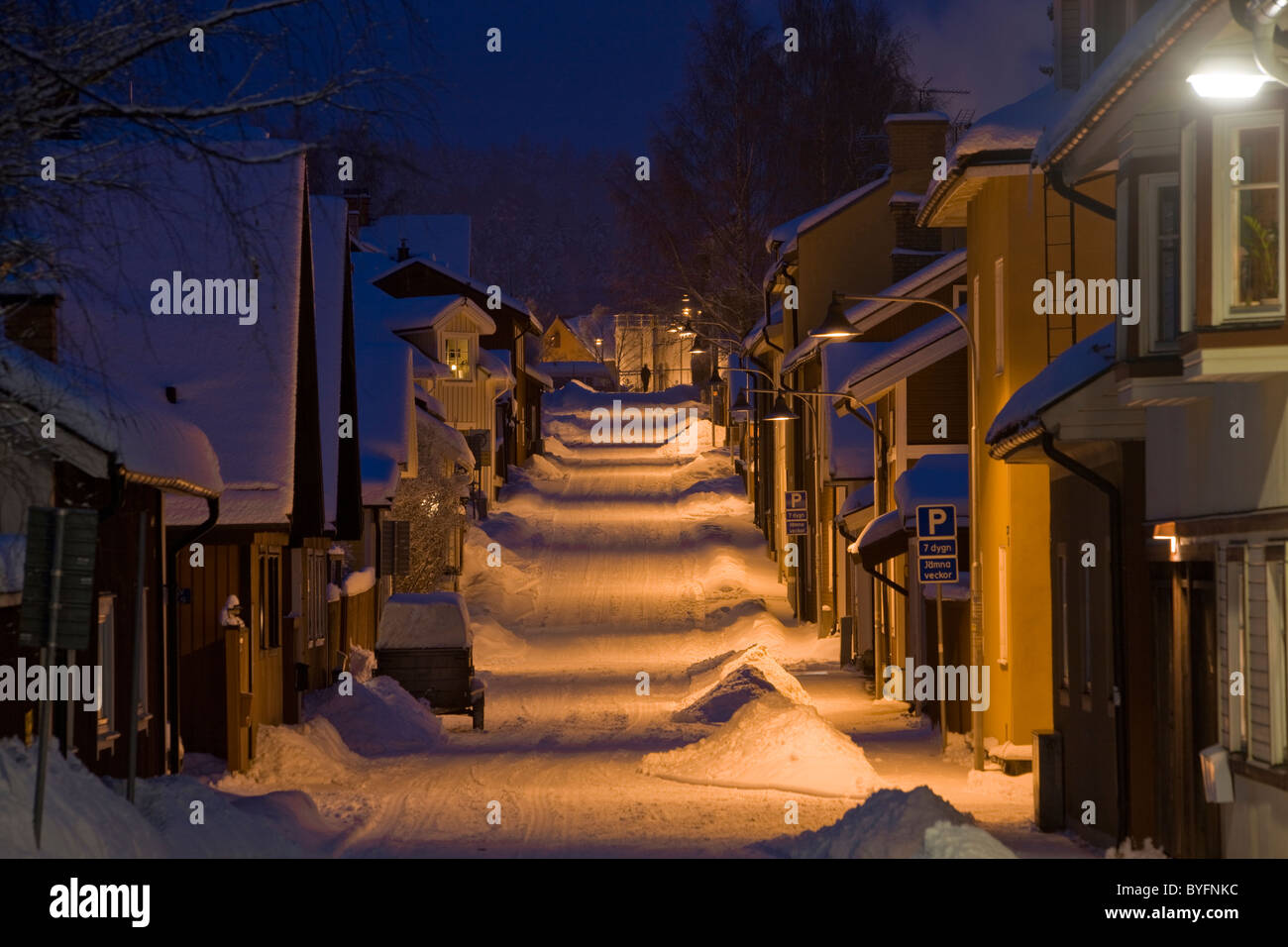 Snow covered rooftops street in hi-res stock photography and images - Alamy