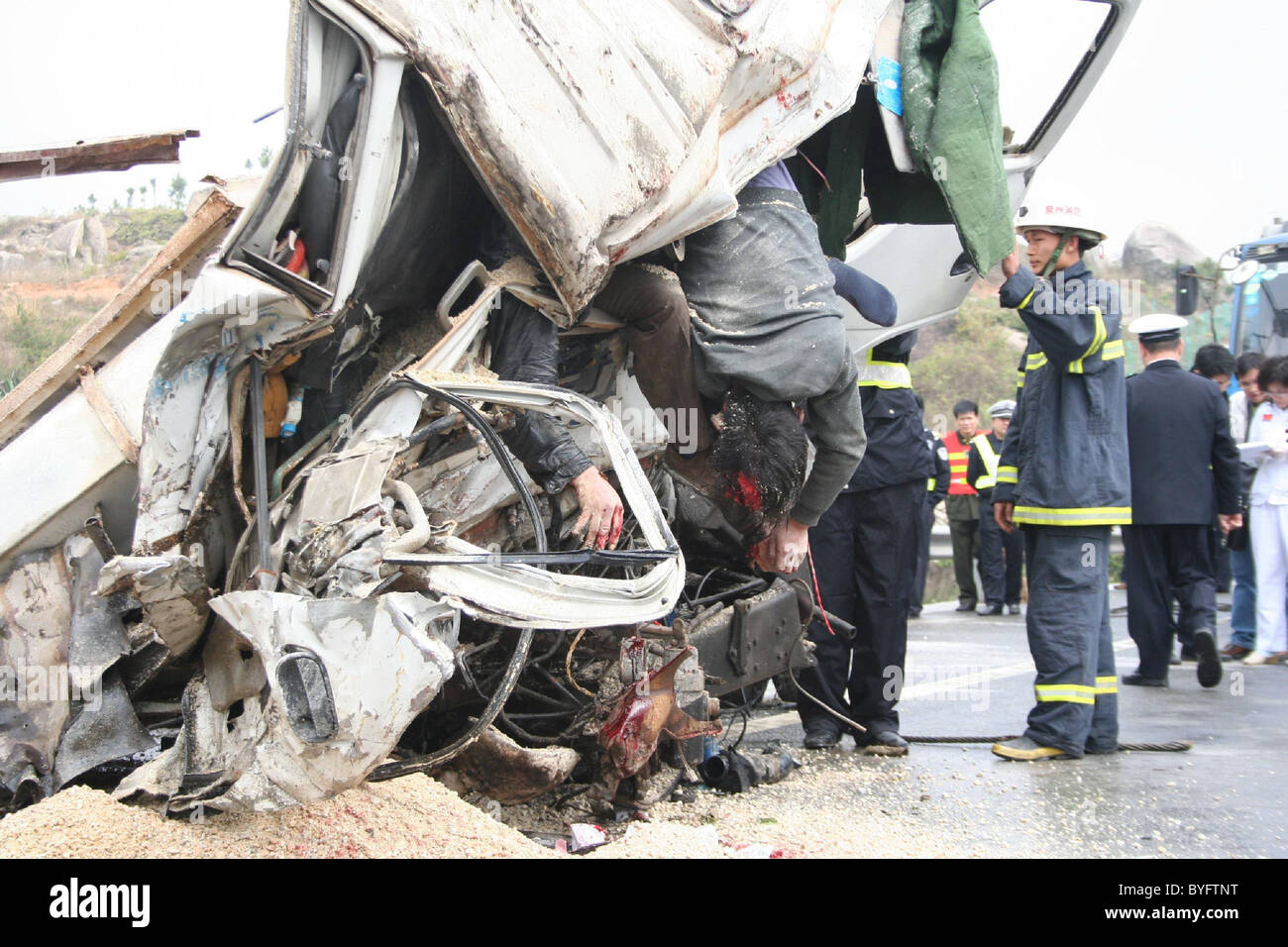 CRASH HORROR IN CHINA Grisly pictures are starting to emerge from one ...