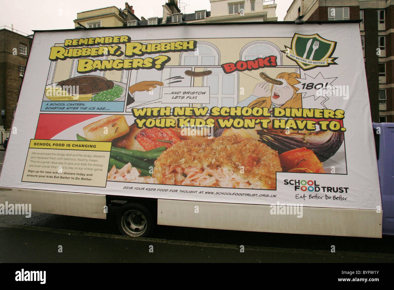 A billboard advertising healthy food within schools by the School Food ...