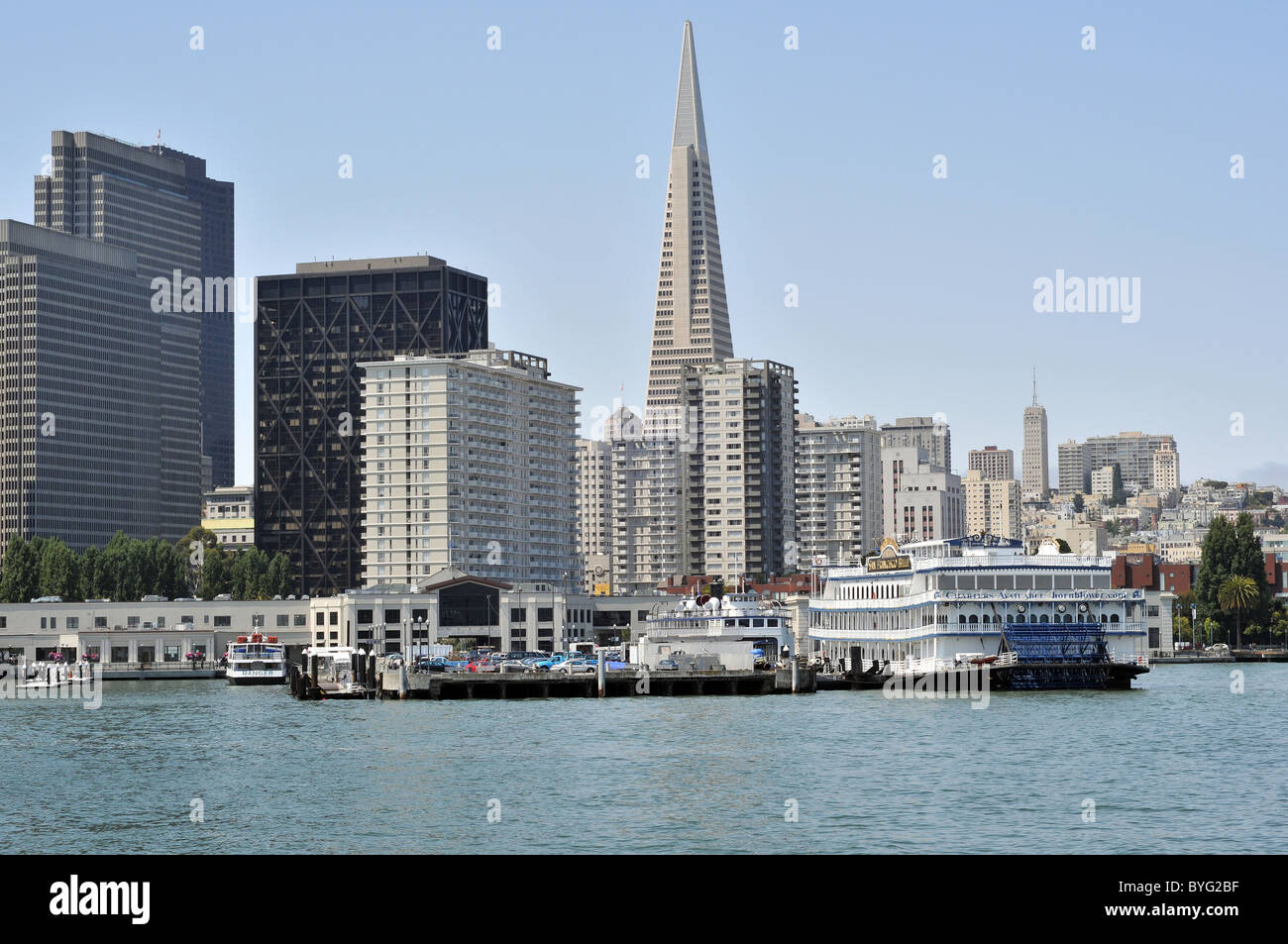 View of the Embarcadero and Financial District of San Francisco with ...