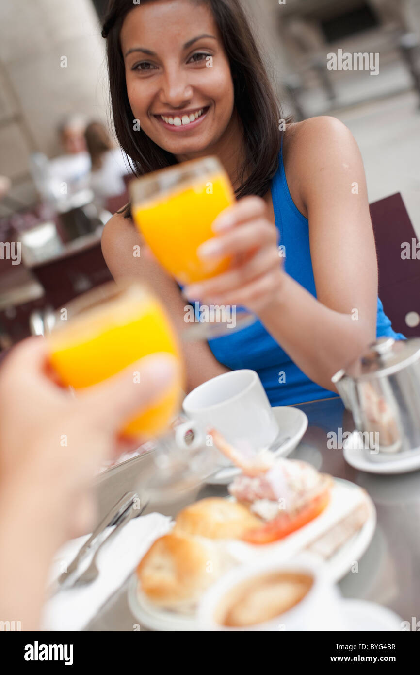 Couple toasting over breakfast outdoor hi-res stock photography and ...