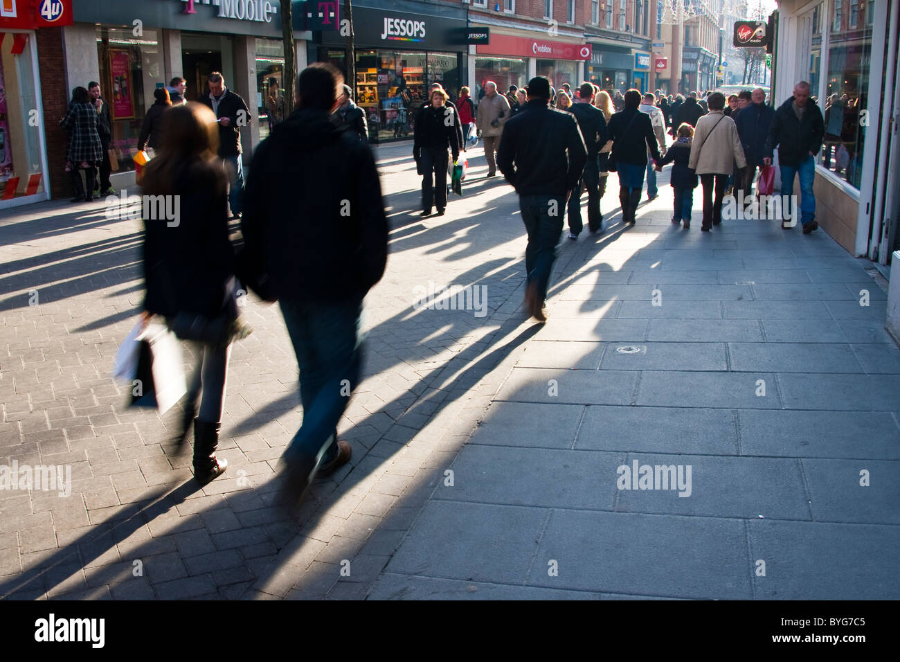 Streetscape of Nottingham Shops and Shoppers, England, UK Stock Photo ...