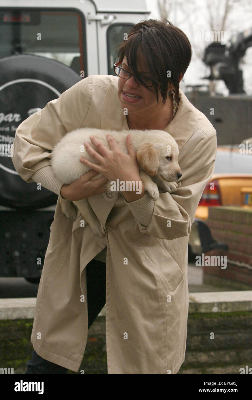 Jade Goody with the new family pet. Jade's son Bobby Jack is trying to ...