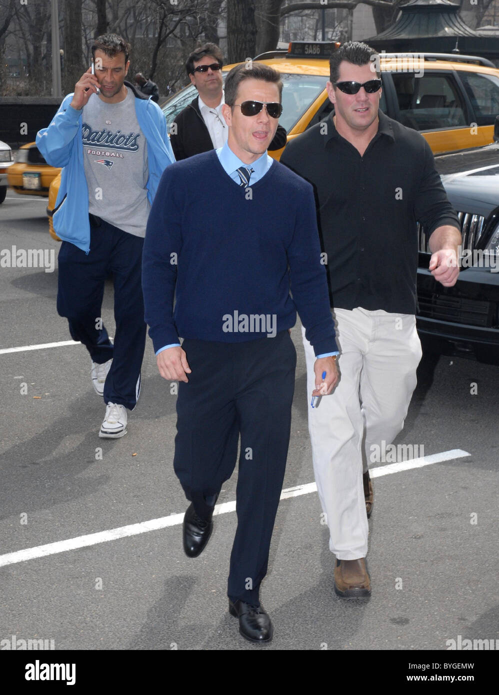 Mark Wahlberg with friends arriving at Trump International on 59th ...