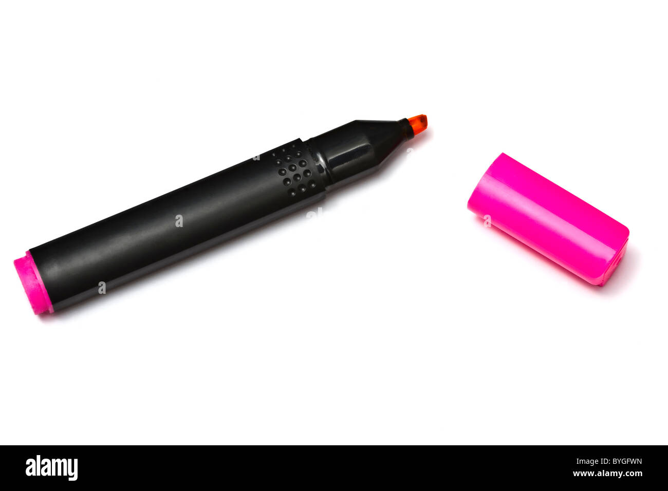 Pink highlighter isolated on white background Stock Photo - Alamy