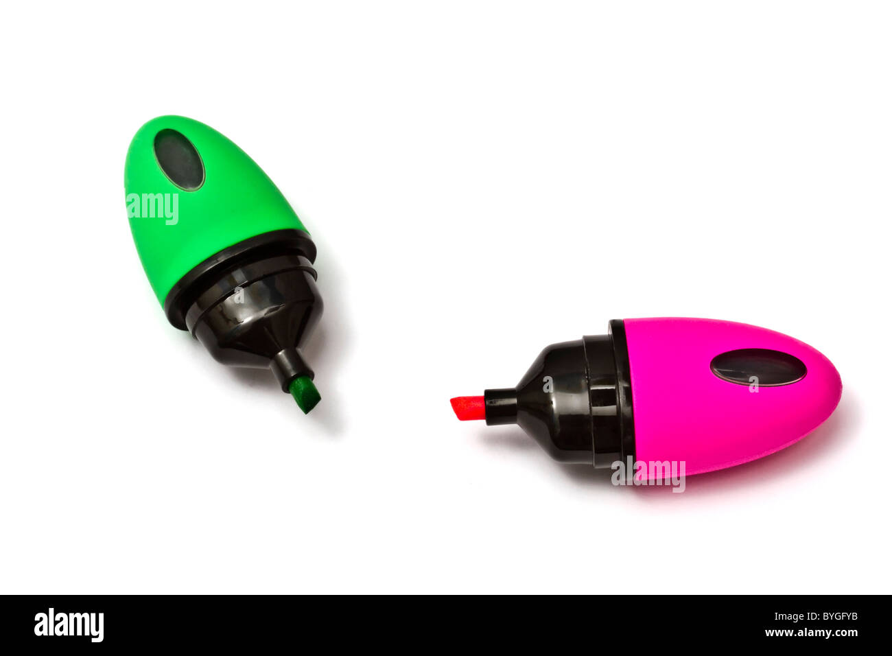 Mini highlighters isolated on white background Stock Photo - Alamy