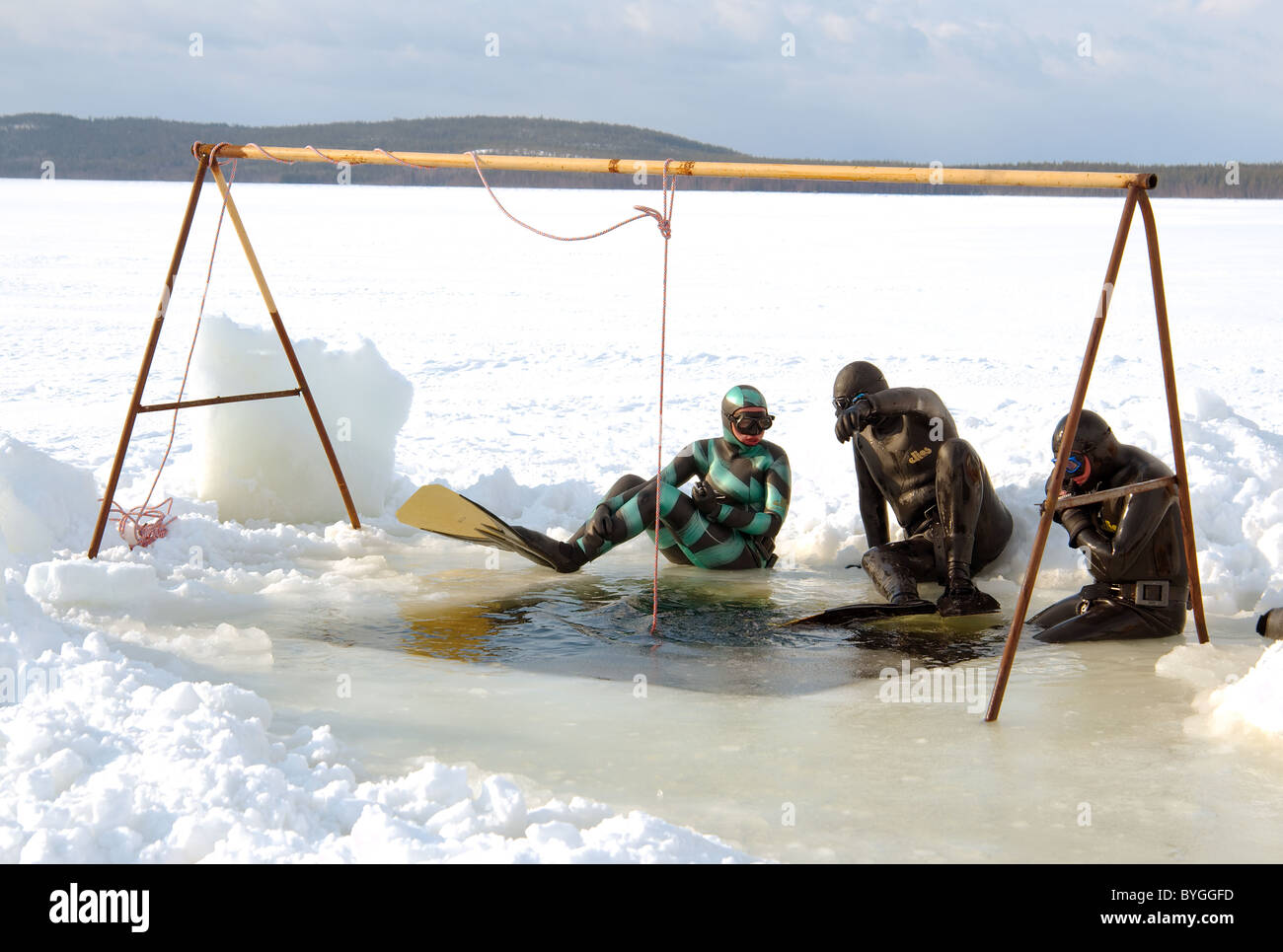 under ice freediving Stock Photo - Alamy