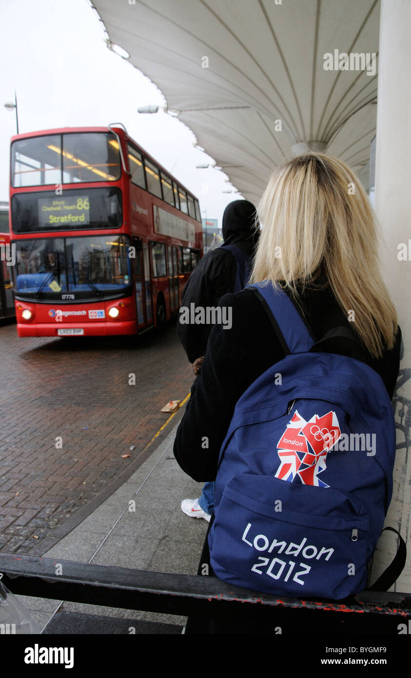 Visitor to London arriving carrying a London 2012 Olympic backpack at ...