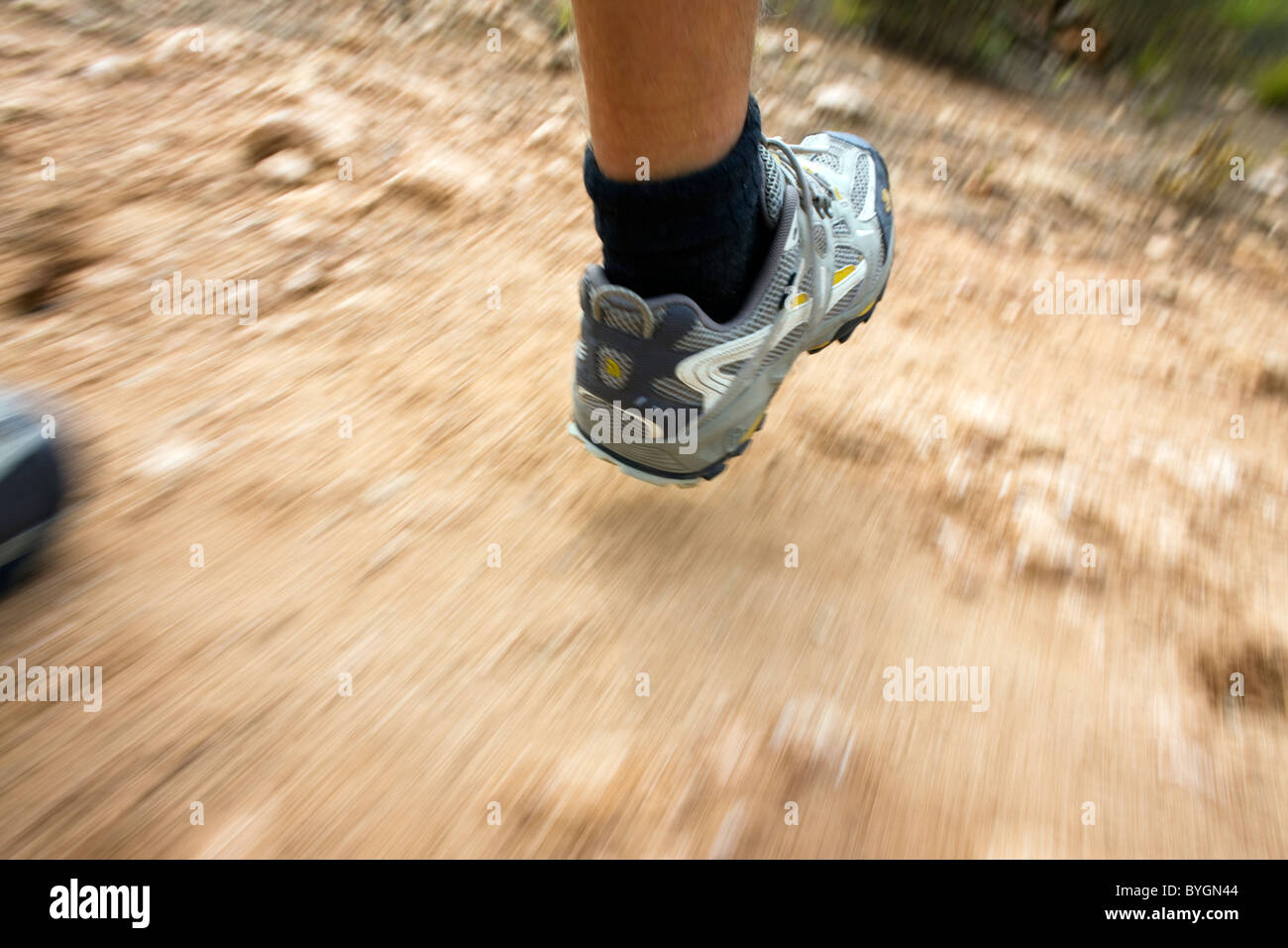 Hikers foot on track Stock Photo - Alamy