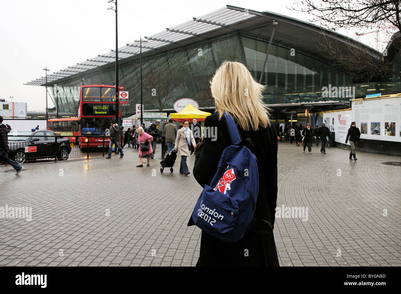 Visitor to London arriving carrying a London 2012 Olympic backpack at ...